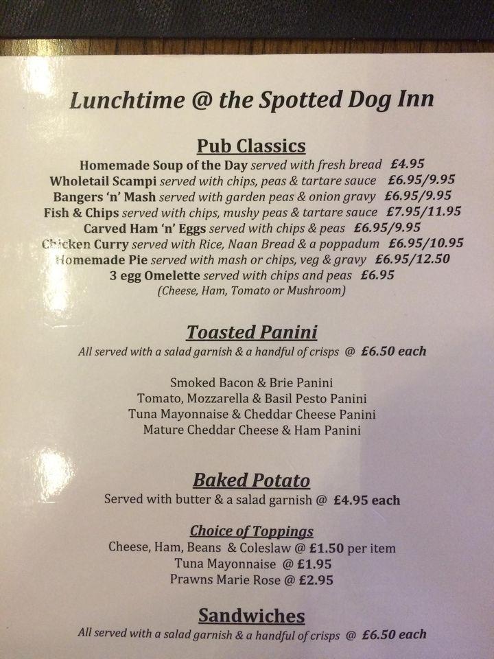 Menu at The Spotted Dog pub & bar, Thatcham