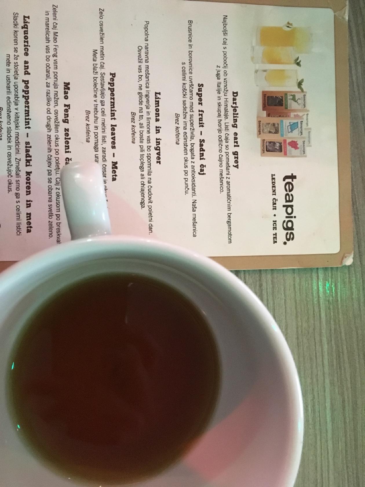 Menu at Panorama Cafe, Ljubljana