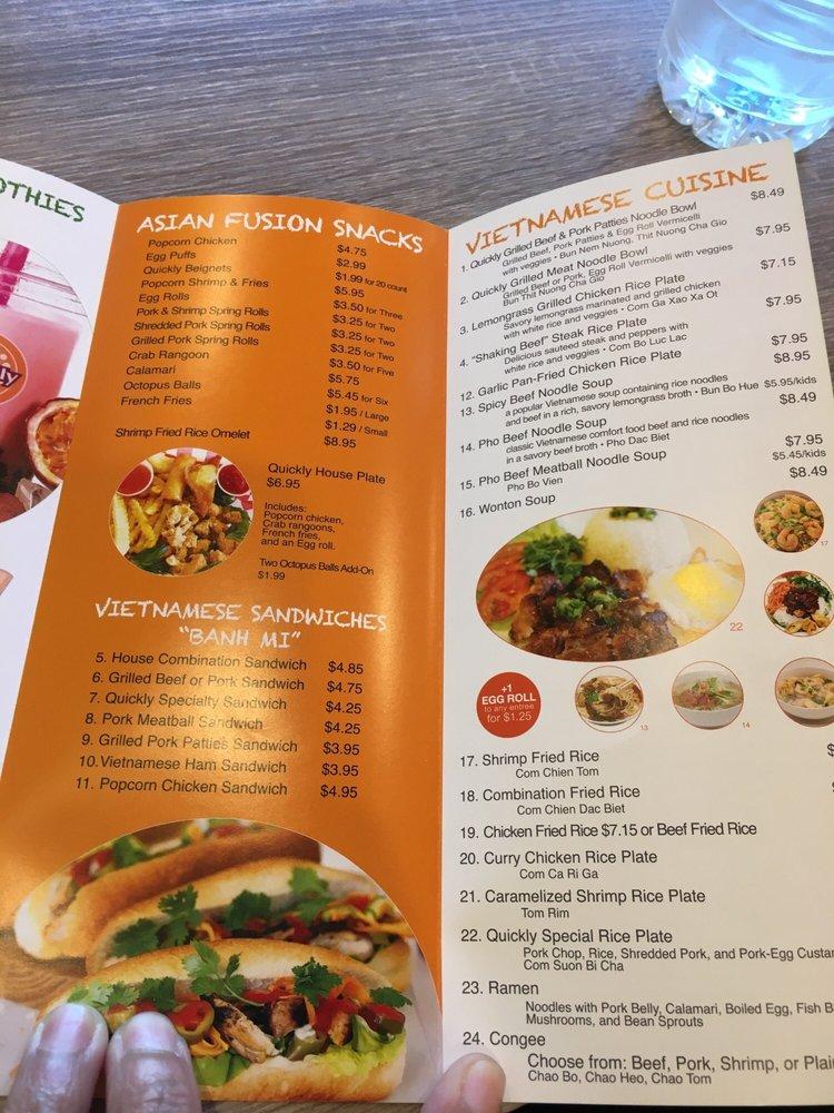 Menu at Quickly Asian Fusion Café Mobile pub & bar, Mobile