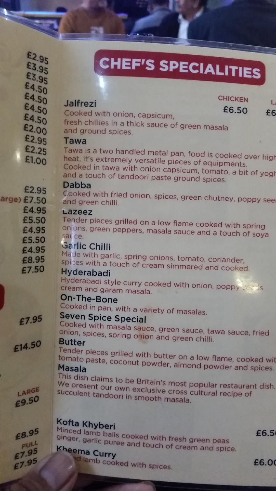Menu at Seven Spice Bar & Grill, Leicester