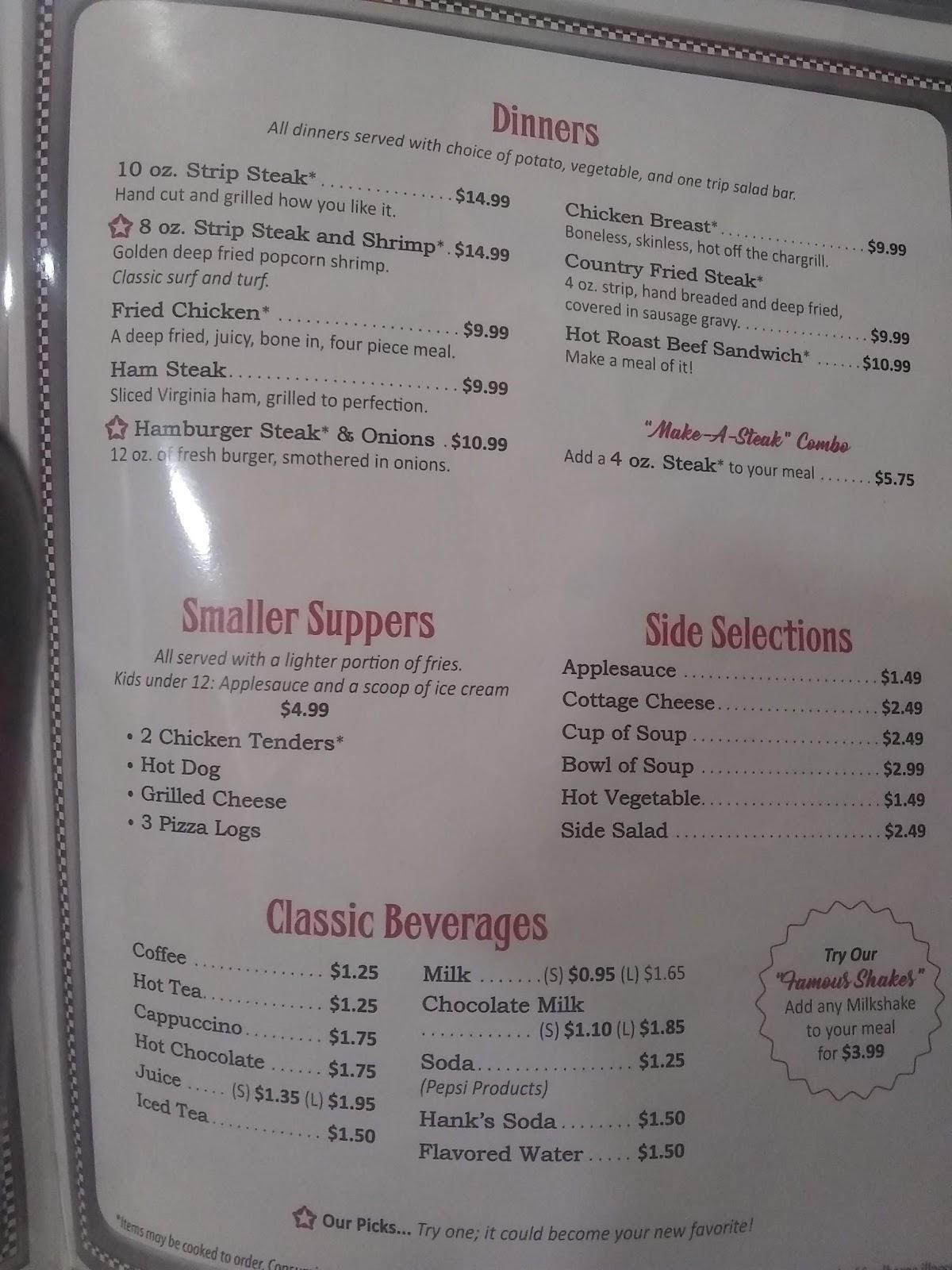 Menu at The Little Red Diner restaurant, Port Allegany