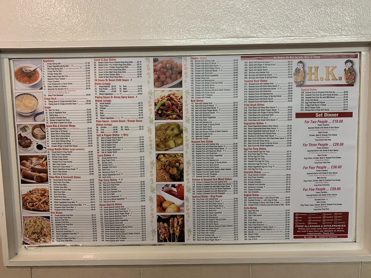 Menu at H.K. Chinese Takeaway fast food, Skipton