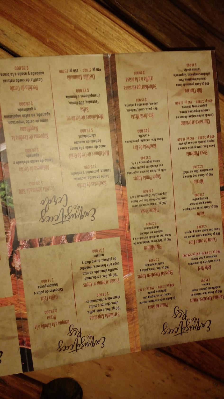 Menu at Restaurante Aberdeen Angus, Colombia