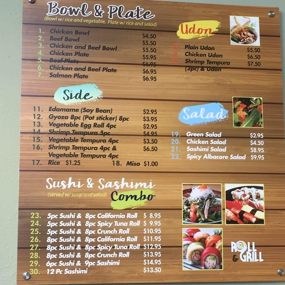 Menu at Roll & Grill restaurant, Fullerton