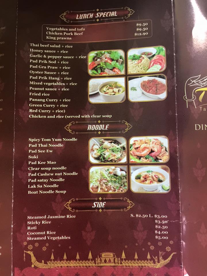 Menu at Thai Central in oak flats restaurant, Oak Flats