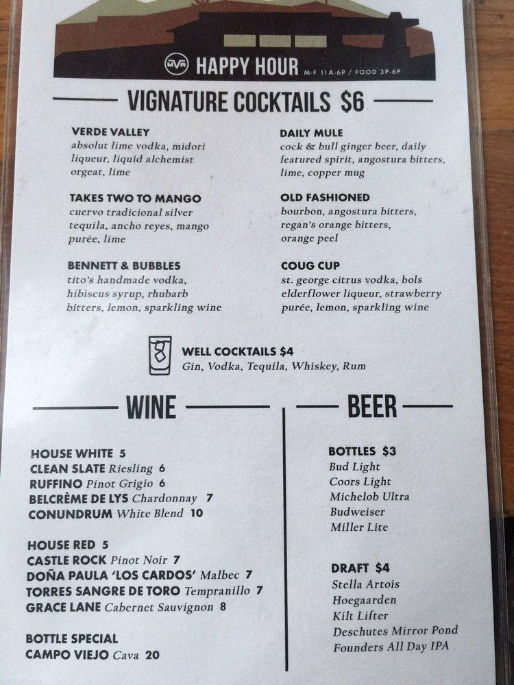 Menu at The Vig restaurant, Scottsdale, N Vía Paseo Del Sur