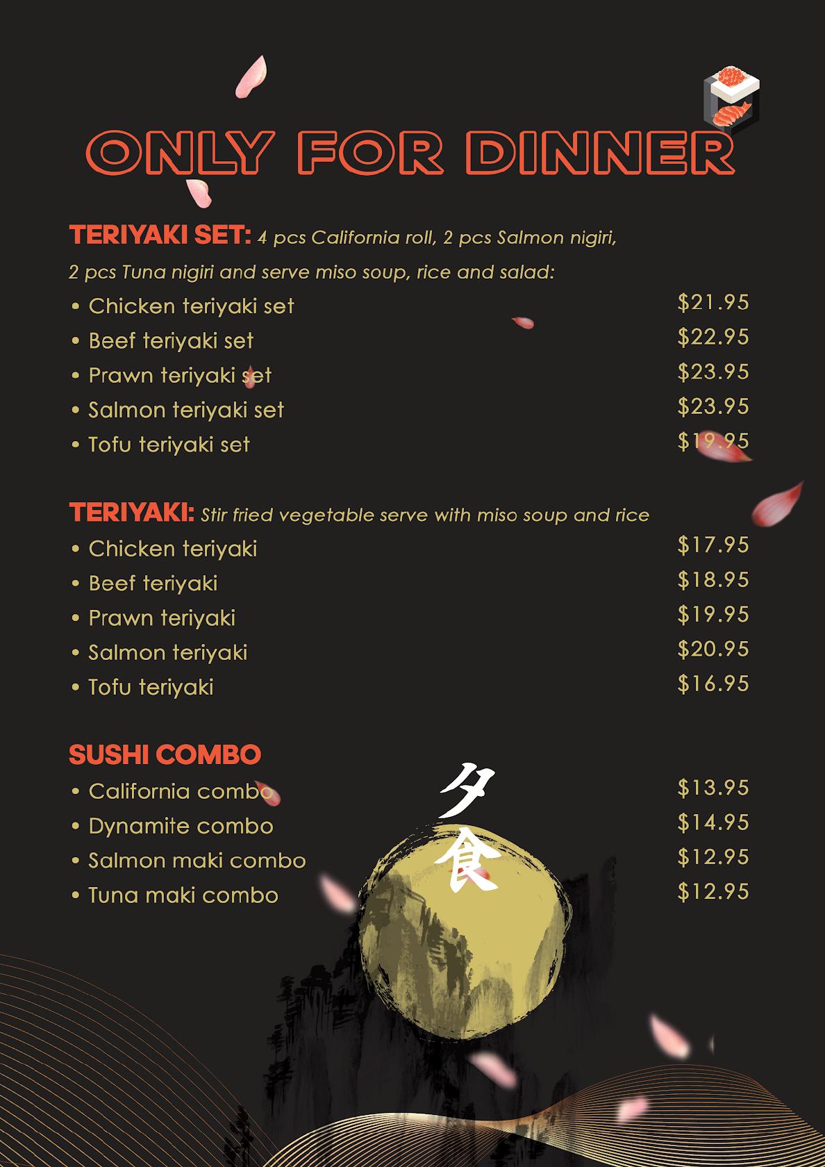 Carta de Triple L Japanese Restaurant, Edmonton