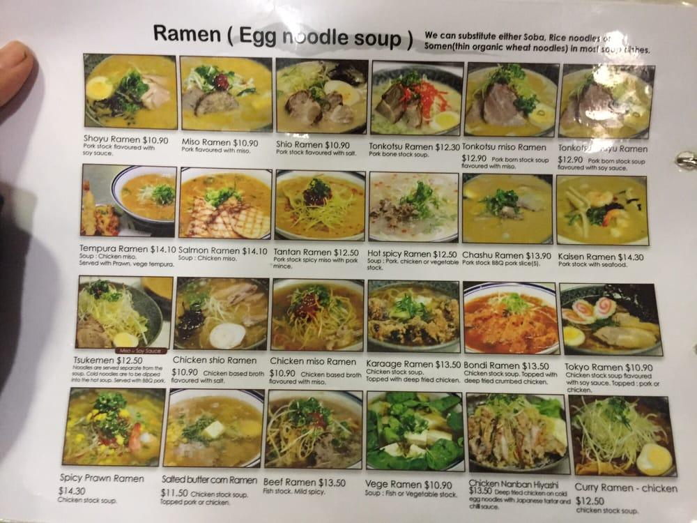 Menu at Bondi Ramen restaurant, Bondi Junction