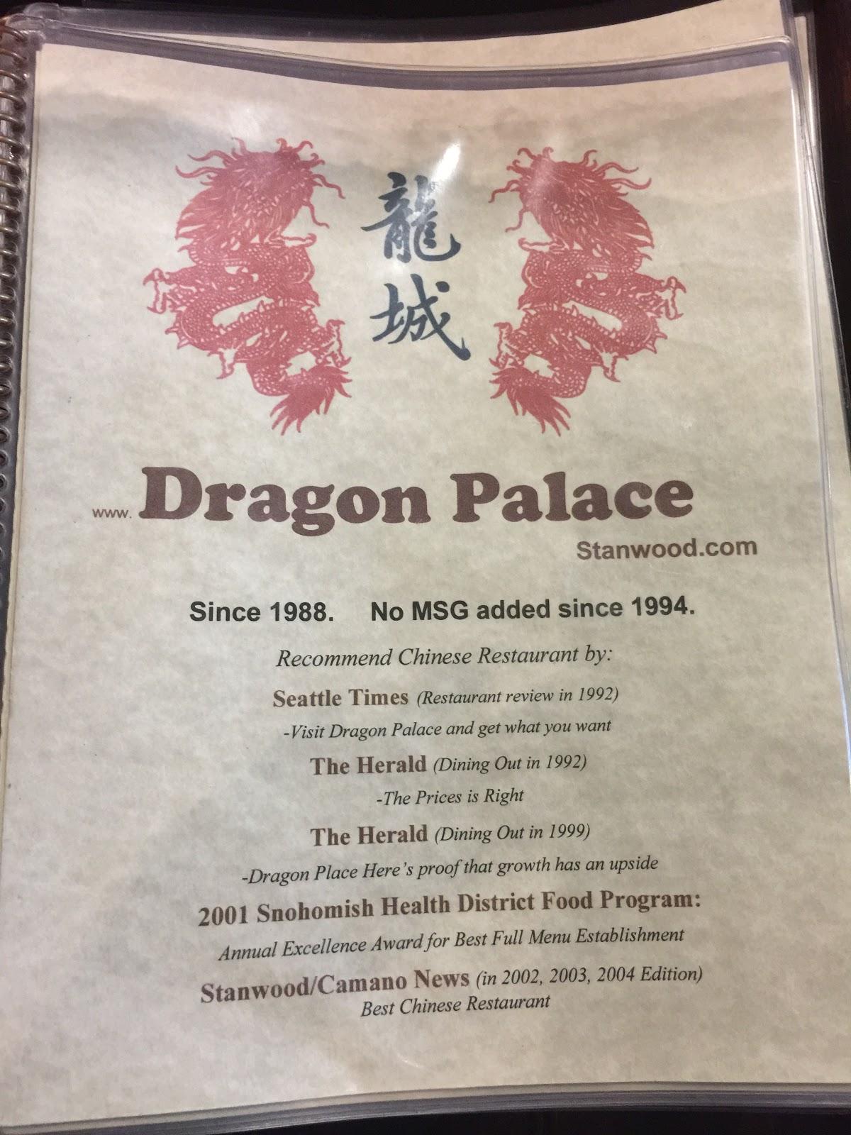 Menu at Dragon Palace restaurant, Stanwood