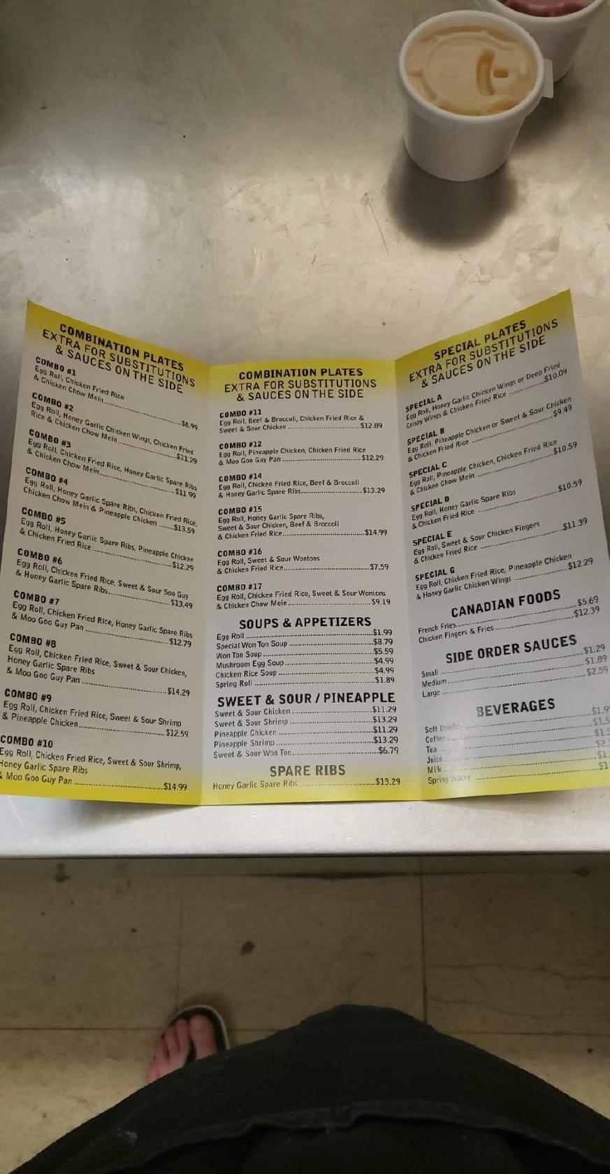 Menu at SUN SUN Take-Out & Restaurant, Moncton
