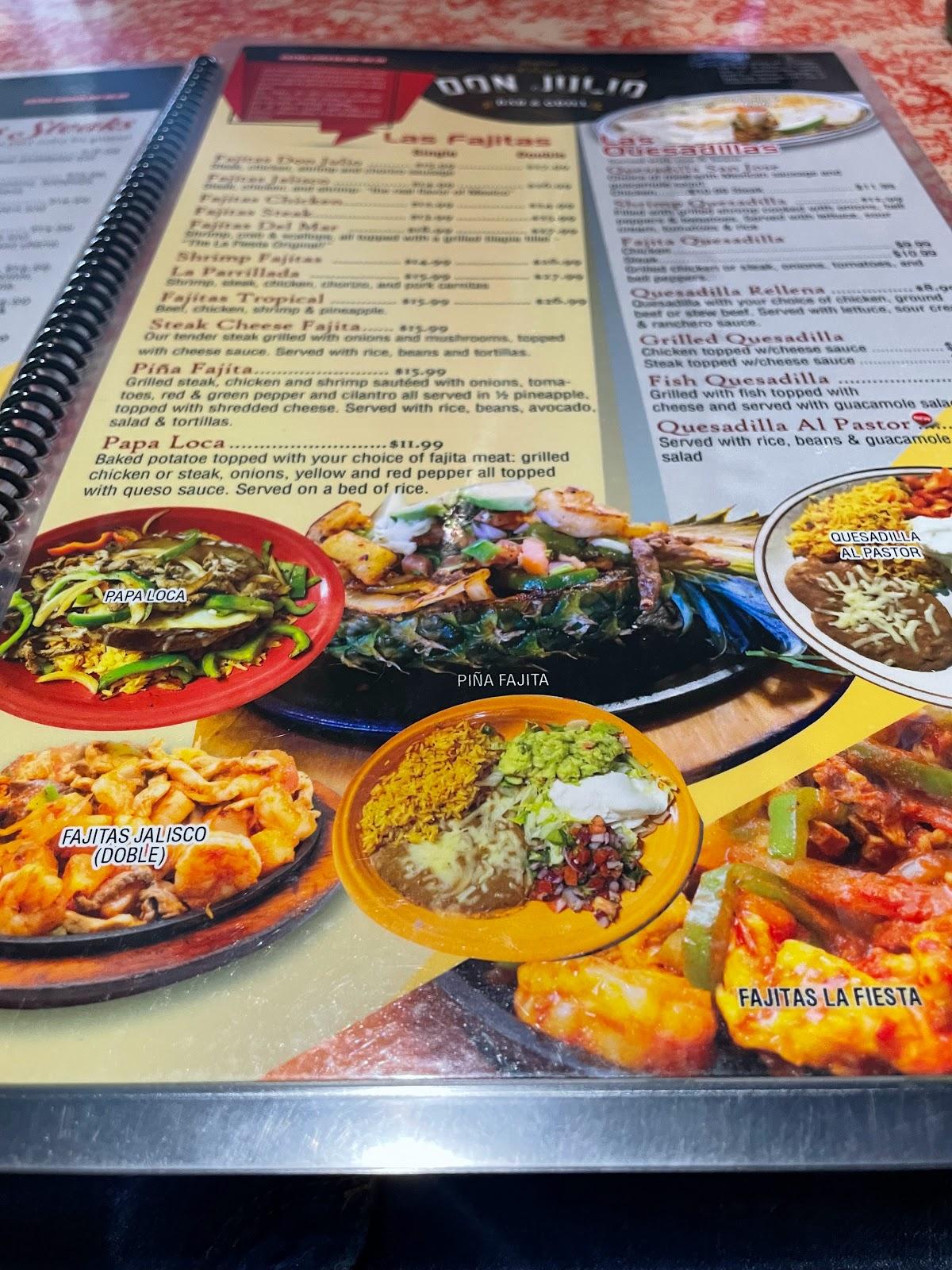 Menu at Don Julio Mexican Grill restaurant, Owasso, N Garnett Rd