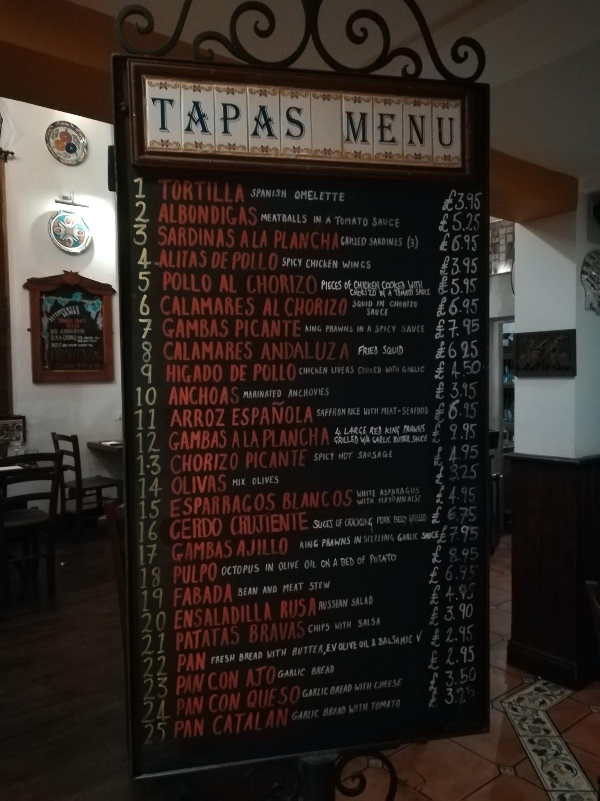 Menu at La Regata restaurant, Southampton