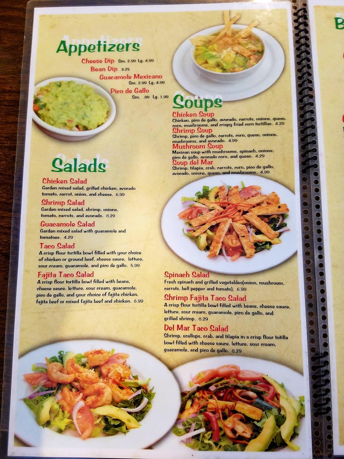Menu at Playa Azul Mexican Grill restaurant, Conway