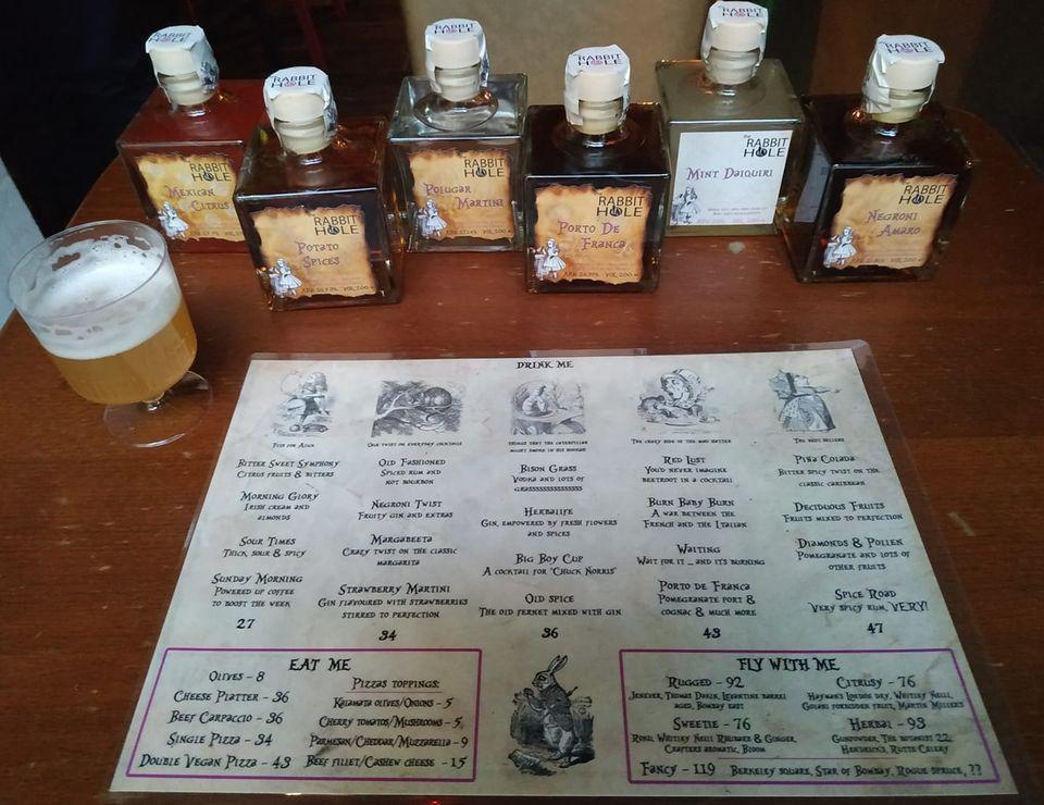Menu at Rabbit Hole pub & bar, Jerusalem