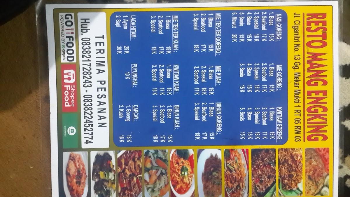 Menu at Resto Mang Engking restaurant, Bandung