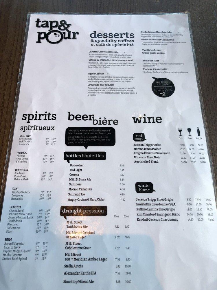 Menu at Tap & Pour pub & bar, Mississauga, Silver Dart Drive Toronto ...