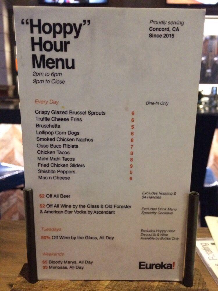Menu at Eureka! pub & bar, Concord