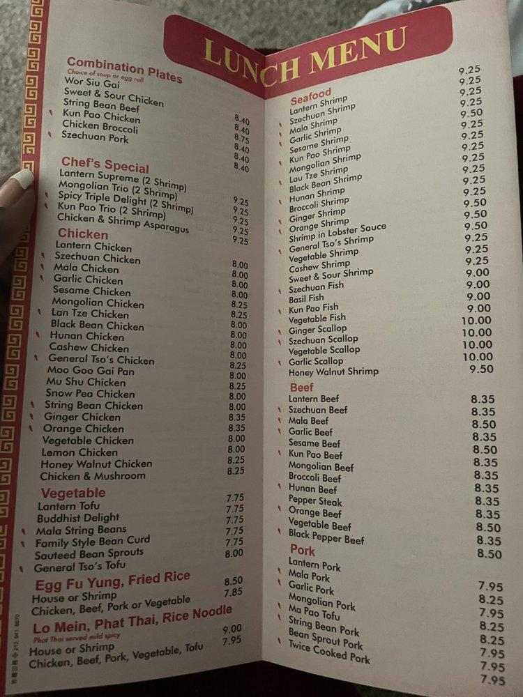 Menu at Lantern Chinese Restaurant, Blacklick