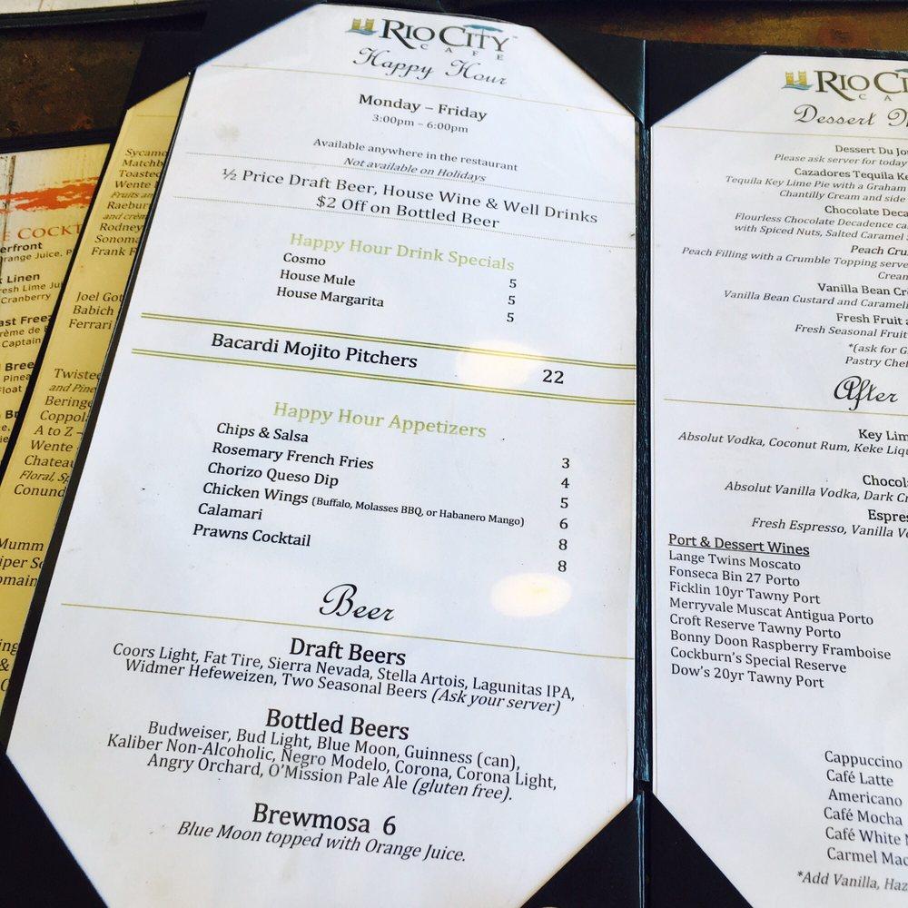 Menu at Rio City Cafe, Sacramento, Front St