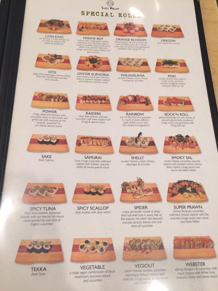 Menu at Sushi House restaurant, Alameda