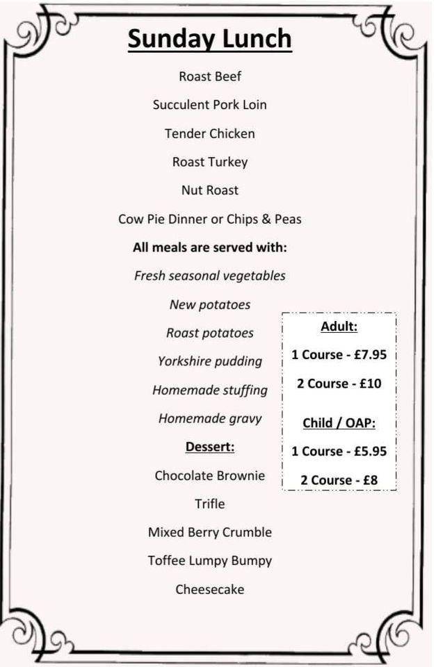 Menu at The Greenfield pub & bar, Pentre