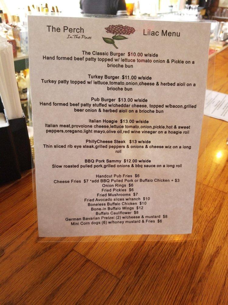 Menu at The Perch pub & bar, Pine Mountain Club