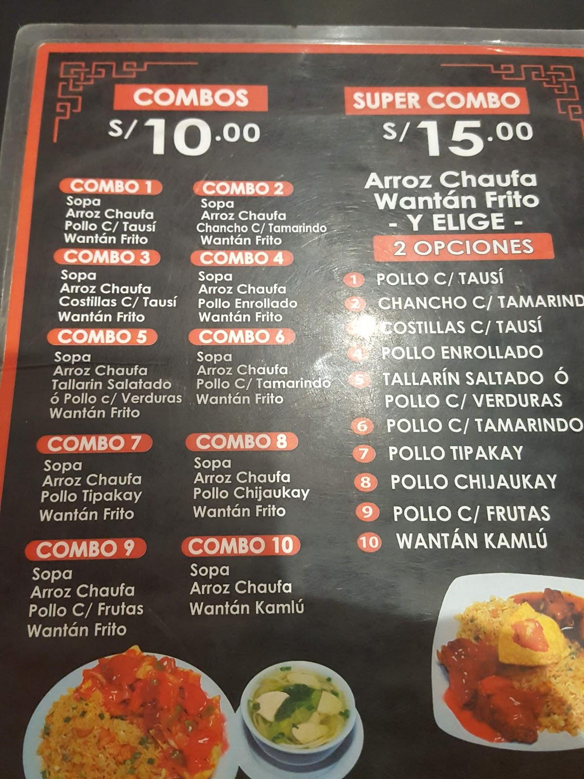 Menu at Chifa Yemheng restaurant, Ica, W7P8+4VM