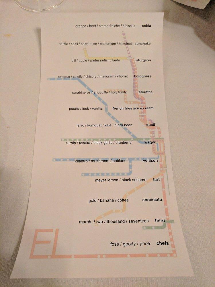 Menu at EL ideas restaurant, Chicago