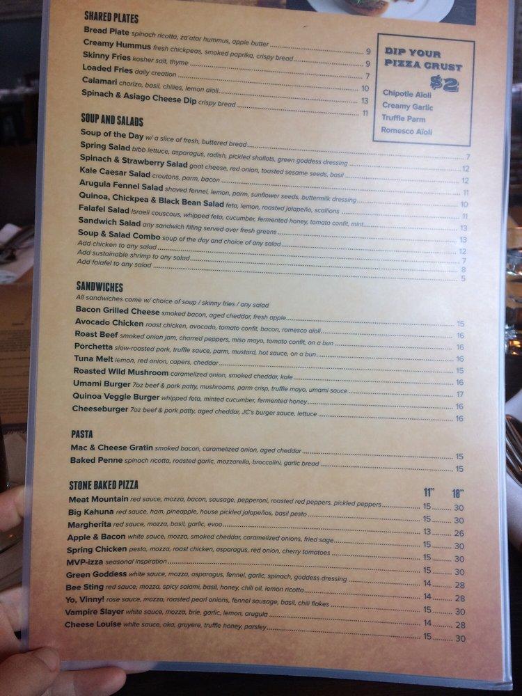 Menu at Earth to Table: Bread Bar, Guelph