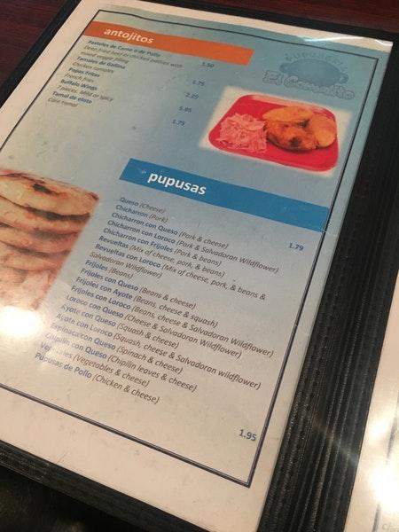 Menu at Pupuseria El Comalito restaurant, East Riverdale