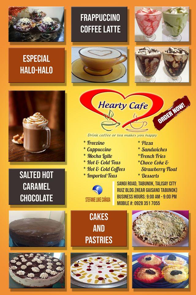 Carta de Hearty Cafe, Talisay