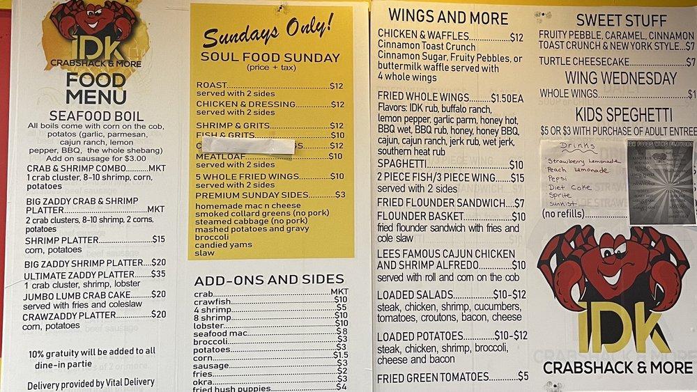 Menu at Idk Foods, Knoxville, Cumberland Ave