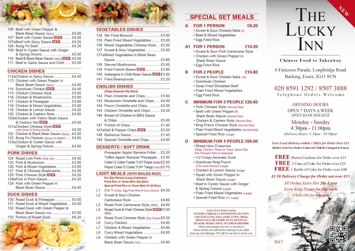 Menu at The Lucky Inn Pizza fast food, Barking, 6