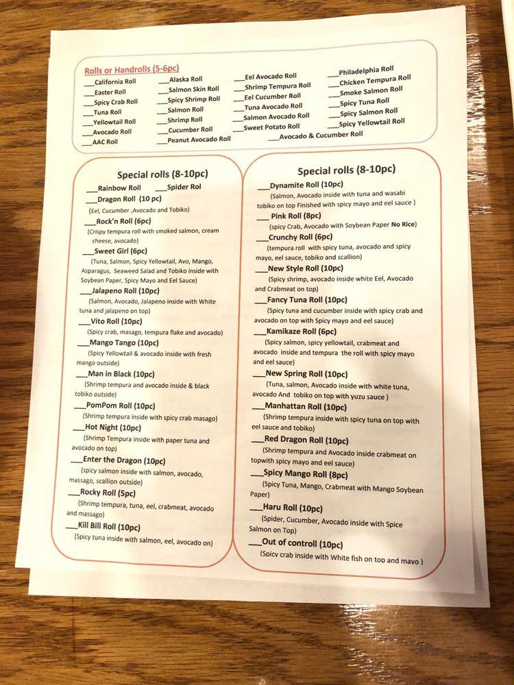 Menu at Shokudo sake bar, Glastonbury