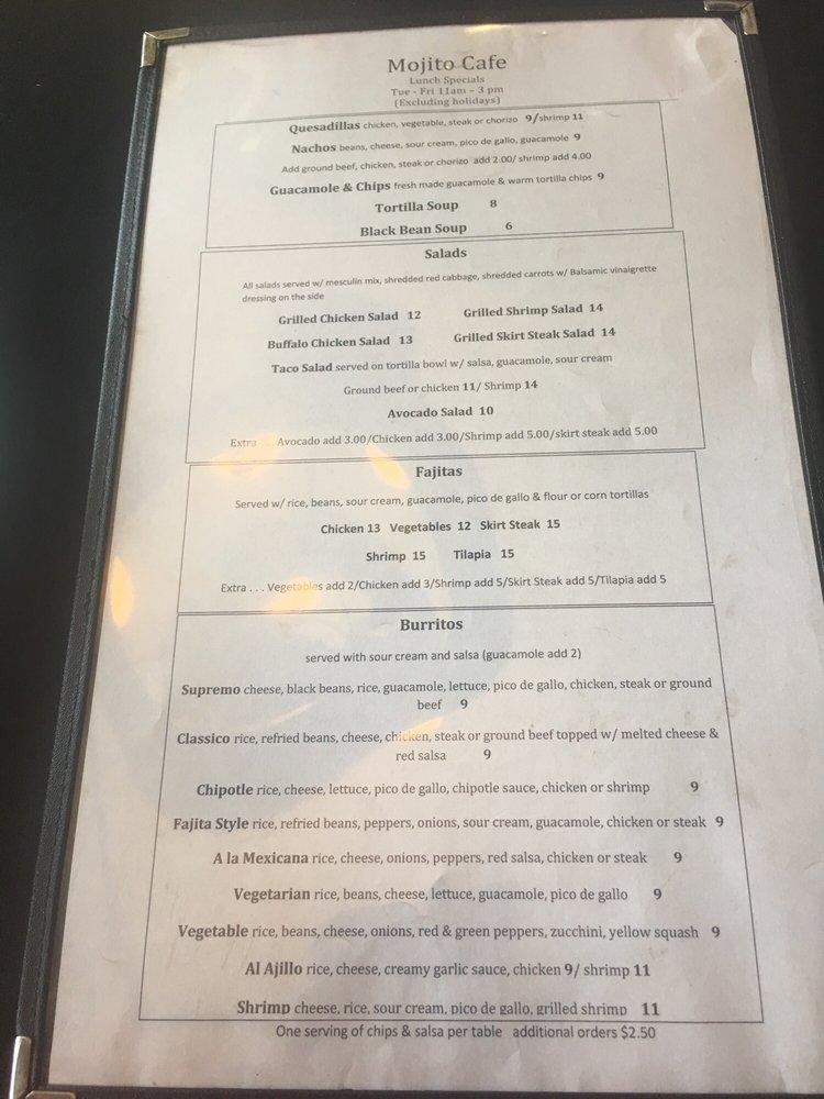 Menu at Mojito Cafe & Lounge, Port Washington