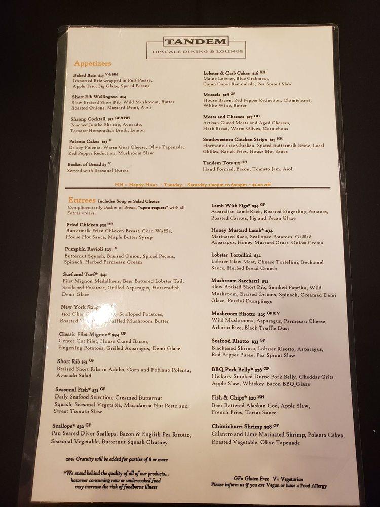 Menu at Tandem Eats pub & bar, Sierra Vista