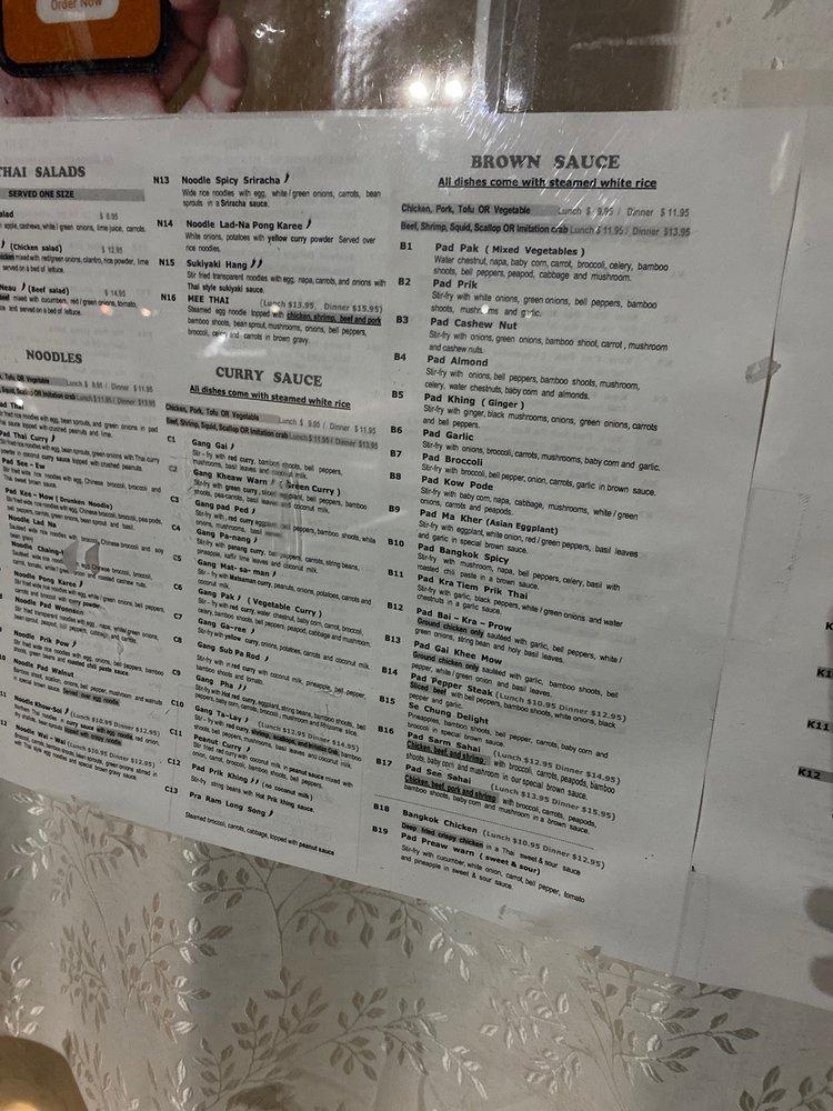 Menu at Thai Taste To Go restaurant, Bloomfield Hills