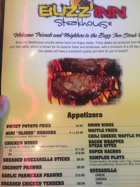 Menu at Buzz Inn Steakhouse & Lounge, Wenatchee