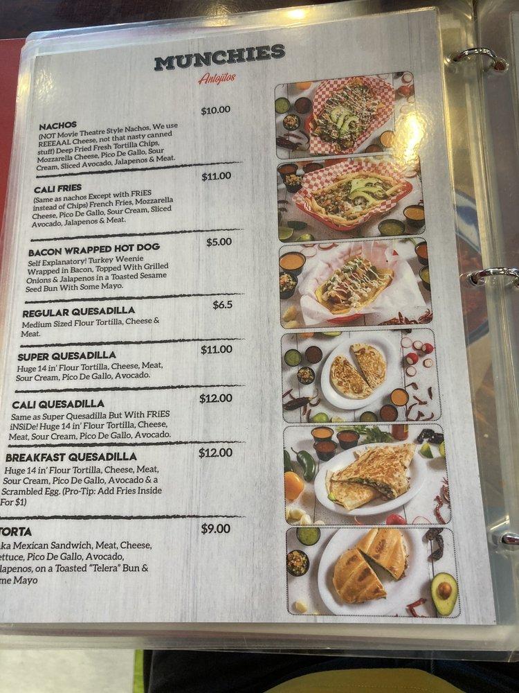 Menu at Cali Spartan Mexican Kitchen restaurant, San Jose, Blossom Hill Rd