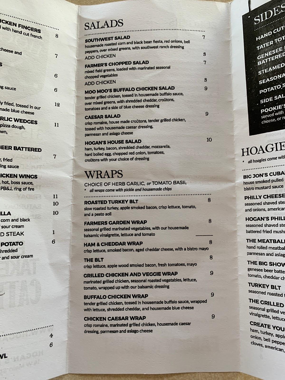 Menu at Hogan's Eatery pizzeria, Sodus