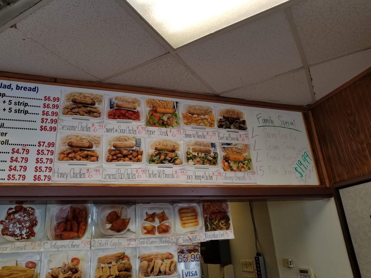 Menu at Tam's Seafood restaurant, Donaldsonville