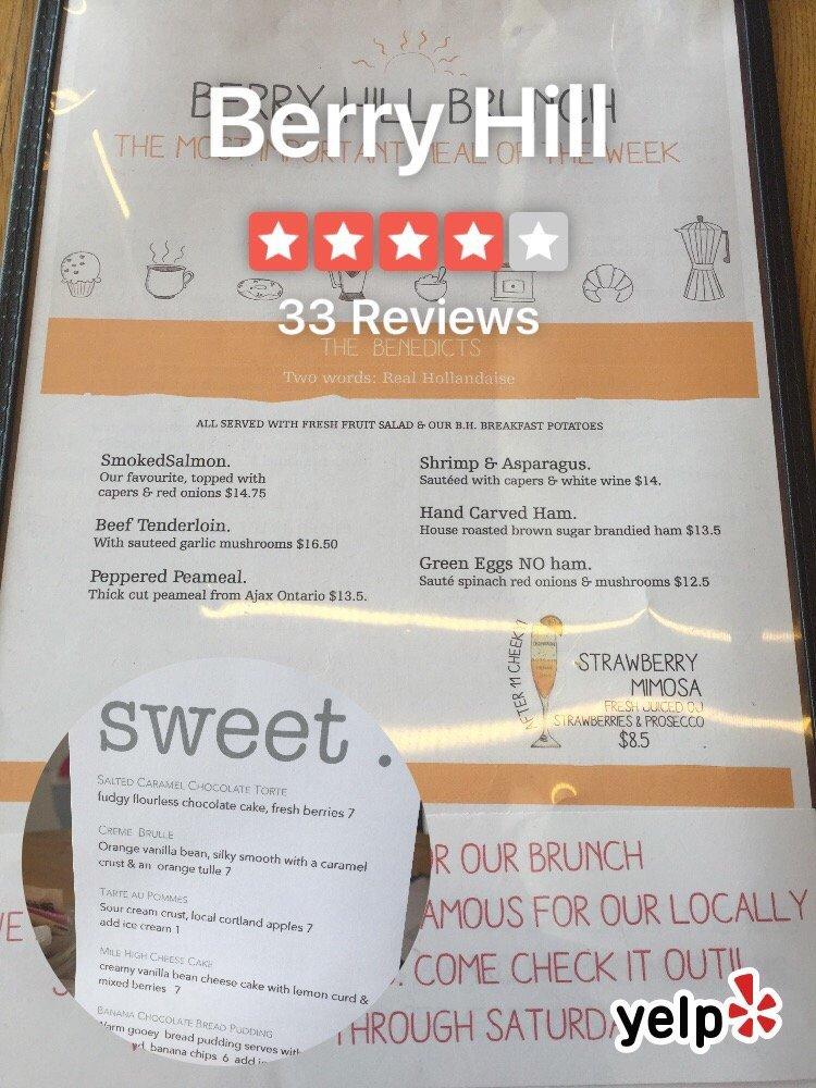 Menu au Berry Hill Food Co. restaurant, Oshawa