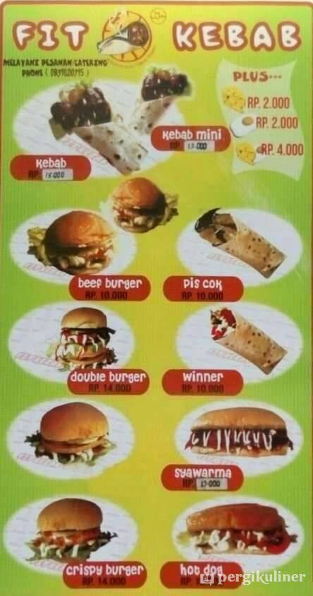 Menu at Fit Kebab restaurant, Bandung, UKM Indomaret Pahlawan
