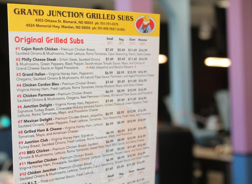 Menu at Grand Junction Grilled Subs - Mandan steakhouse, Mandan