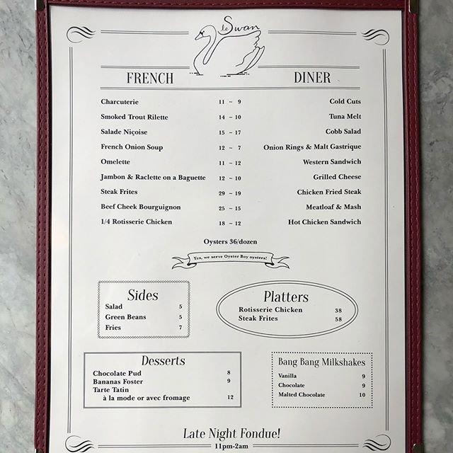 Menu at Le Swan restaurant, Toronto