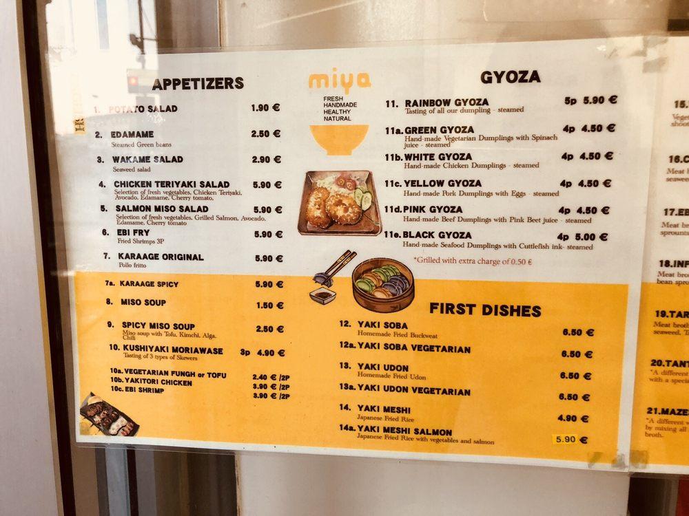 Menu at Miya Noodle & Bubble Tea restaurant, Florence