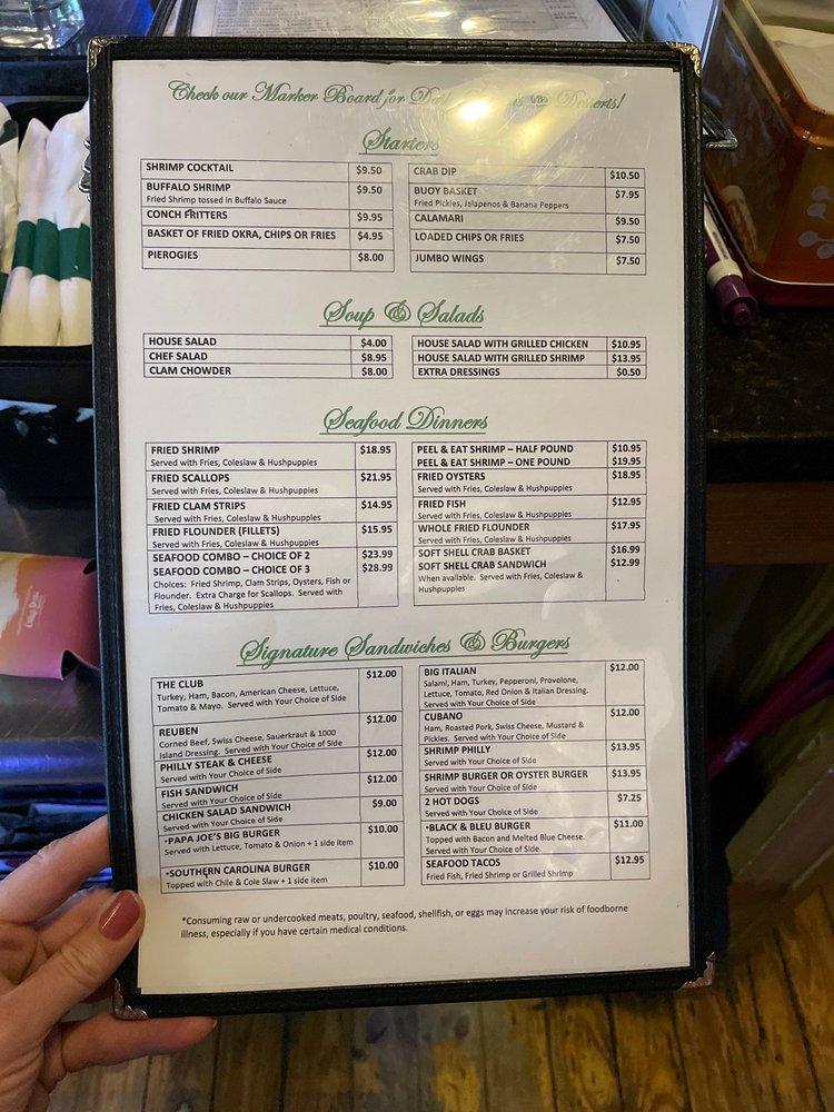 Menu at Ye Olde Riverwalk pub & bar, Swansboro