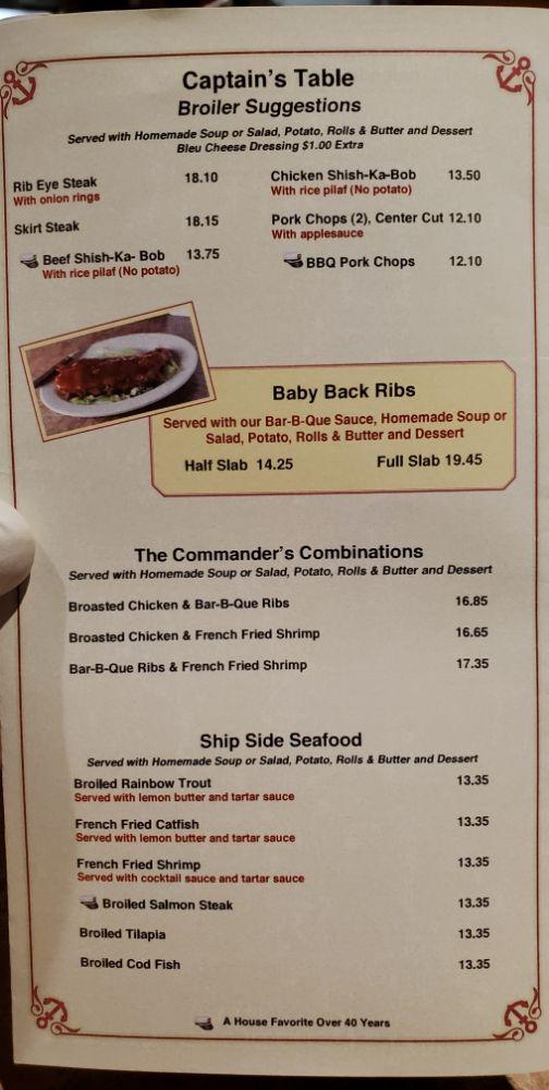 Menu at Commander Restaurant, Munster