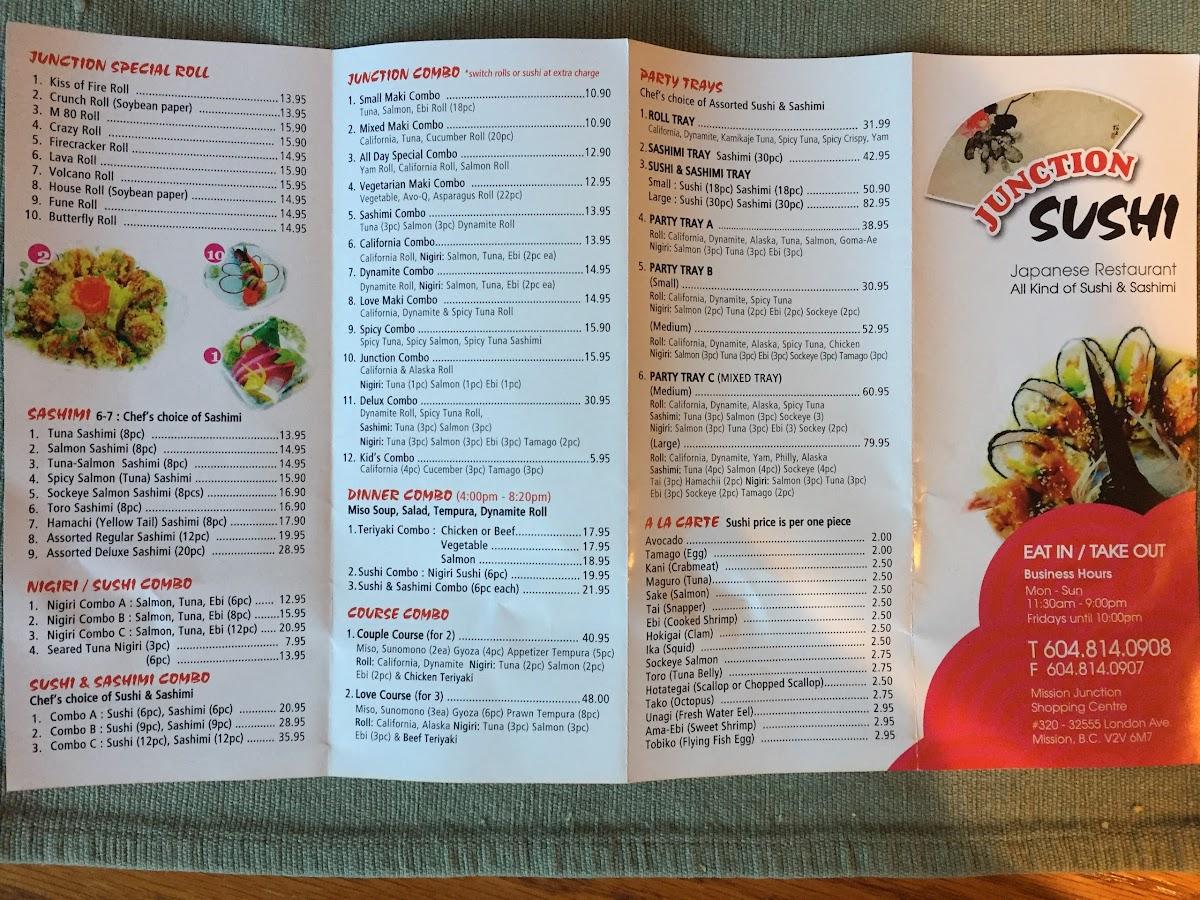 Menu at Mission Junction Sushi restaurant, Mission