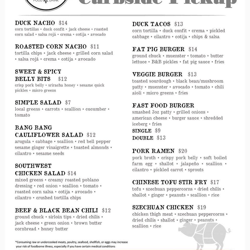 Menu at The Fat Pig pub & bar, Sandpoint